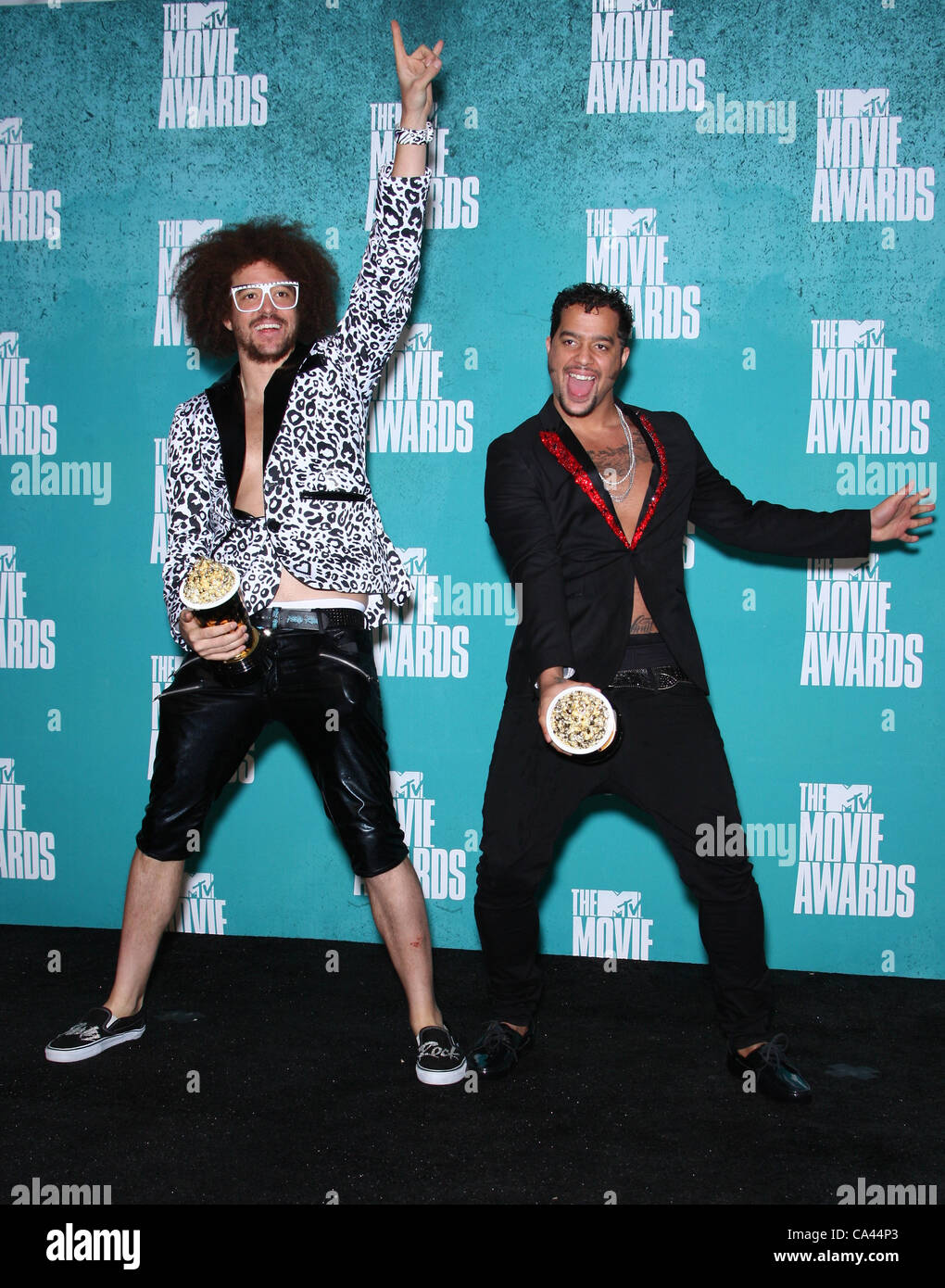 LMFAO THE MTV MOVIE AWARDS 2012. PRESSROOM LOS ANGELES CALIFORNIA USA ...