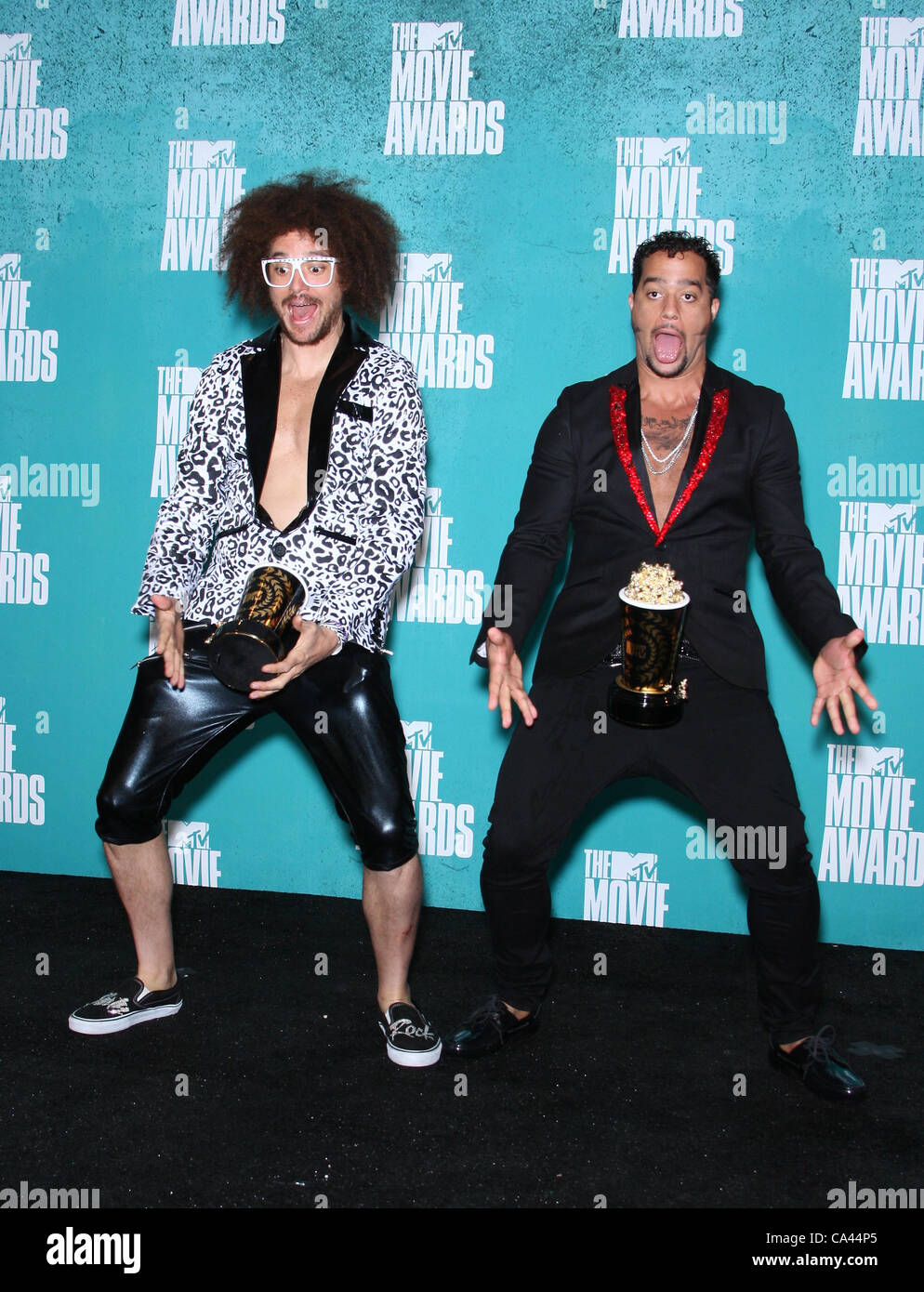 LMFAO THE MTV MOVIE AWARDS 2012. PRESSROOM LOS ANGELES CALIFORNIA USA ...