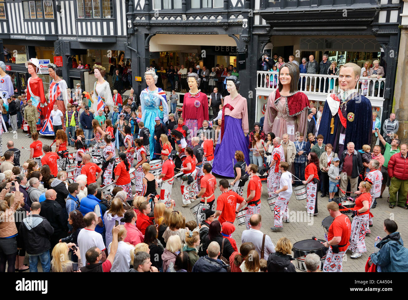 Chester UK 4th June 2012 60 Giant statues of The Queen plus Prince ...