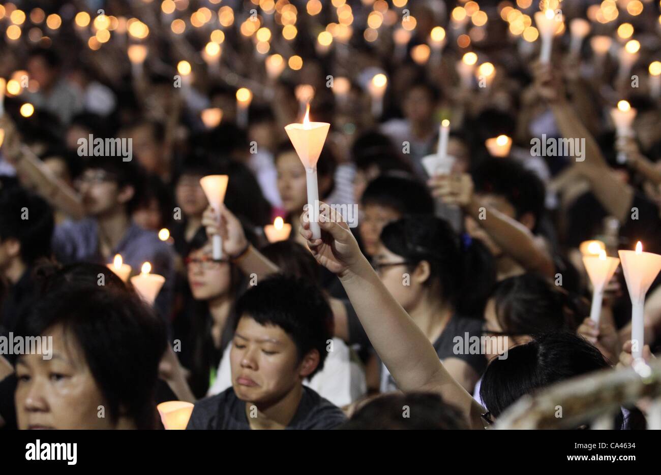 June 4, 2012 - Hong Kong, California, U.S. - Tens of thousands of people attend a candlelight ...