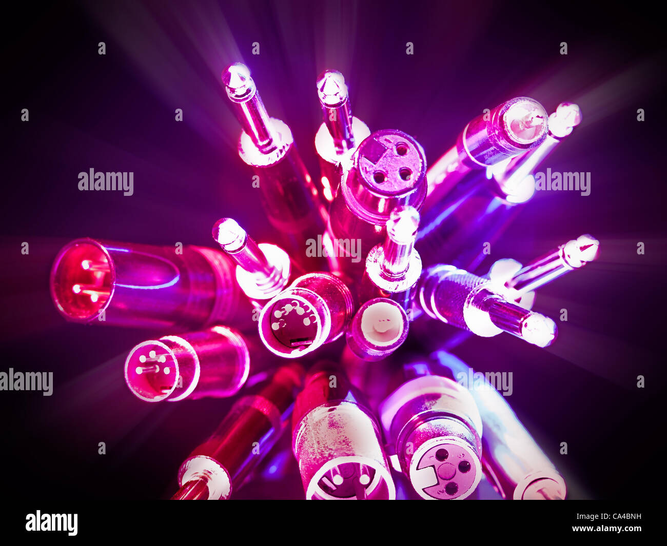 bunch of various audio cables with glow effect,for audio,wiring or ...