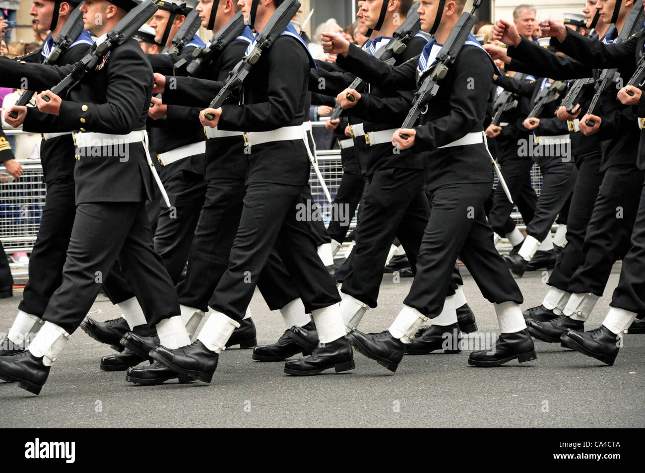 Queen Elizabeth Diamond Jubilee marching sailors in Royal procession ...