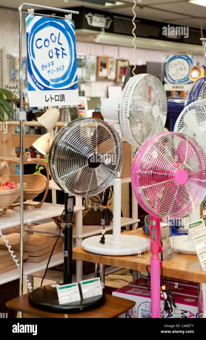 June 6, 2012, Tokyo, Japan – The stylish fans are displayed at Tokyu ...