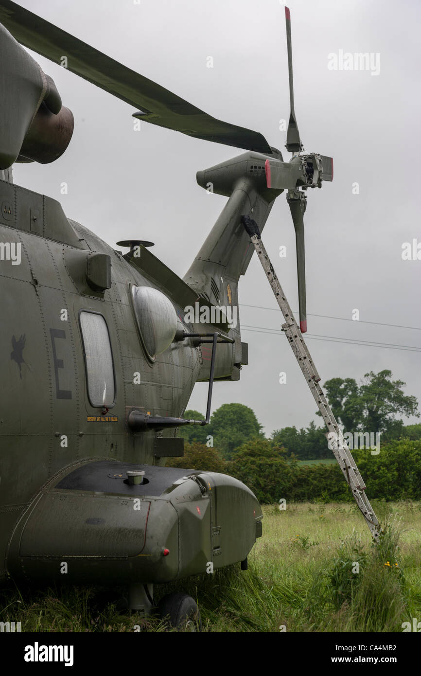 2012-06-07. RAF Merlin mk3 helicopter grounded at Stanwick ...