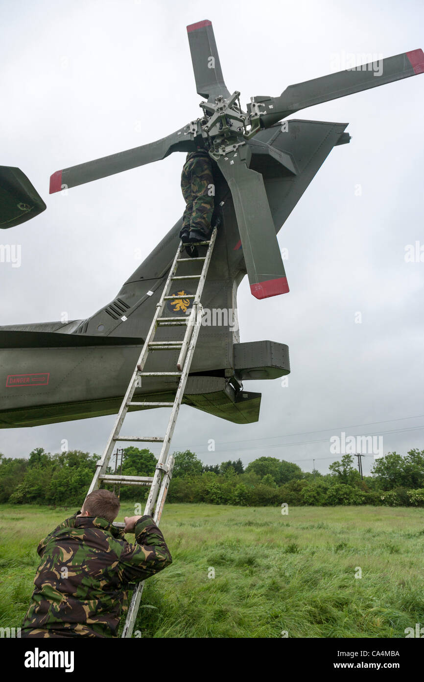 2012-06-07. RAF Merlin mk3 helicopter grounded at Stanwick ...