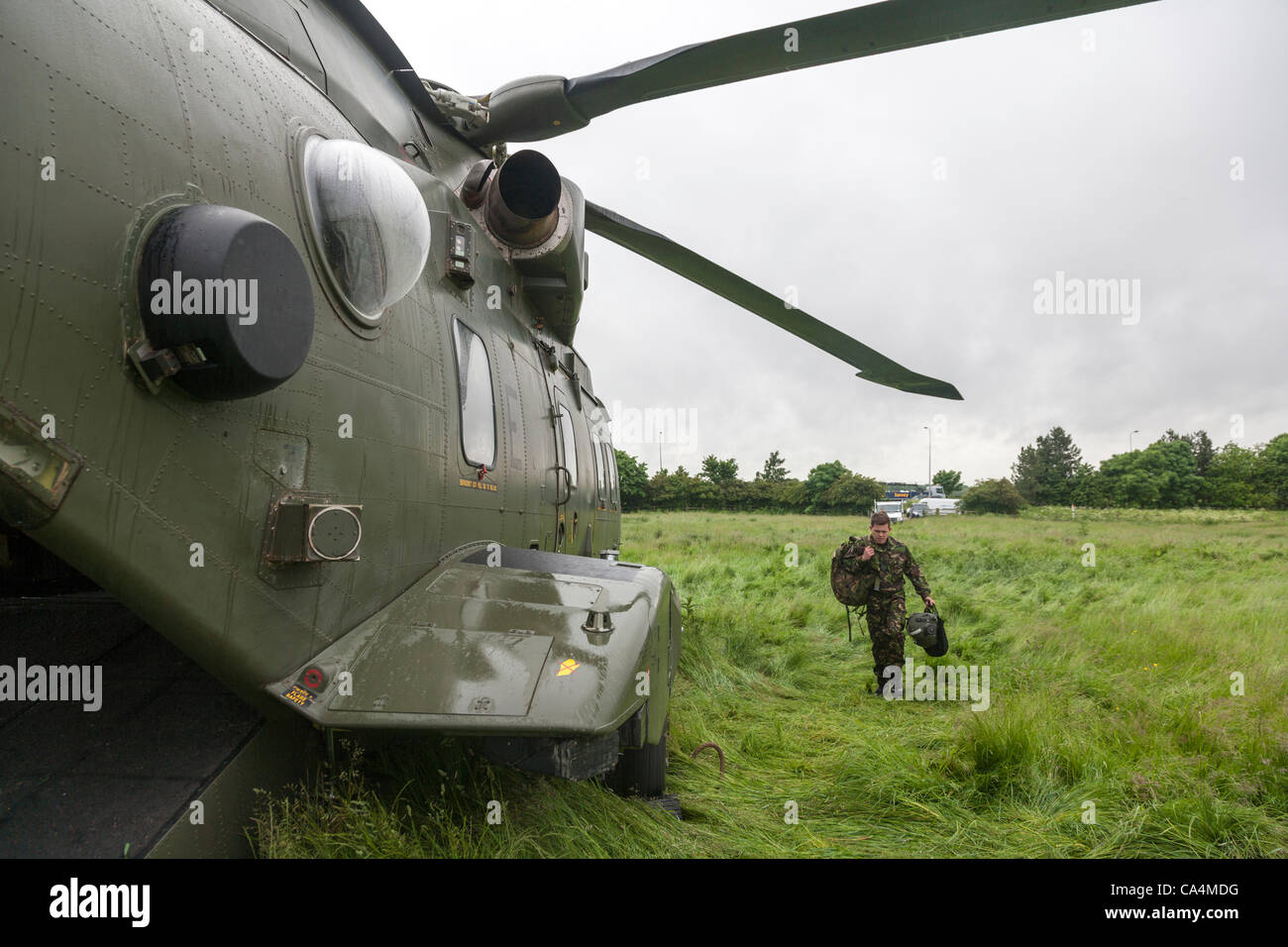 2012-06-07. RAF Merlin mk3 helicopter grounded at Stanwick ...