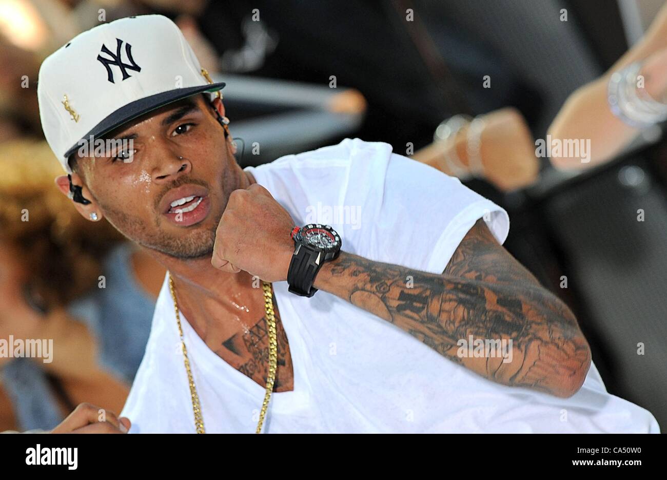 Chris Brown on stage for NBC Today Show Summer Concert Series with ...