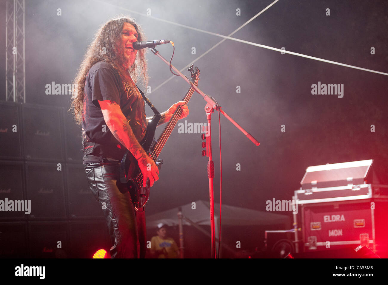 ZAGREB, CROATIA, June 8 2012. Tom Araya (vocals, bass) of the band ...