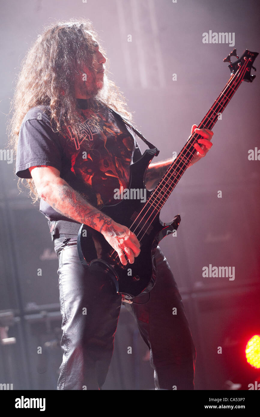 ZAGREB, CROATIA, June 8 2012. Tom Araya (vocals, bass) of the band ...