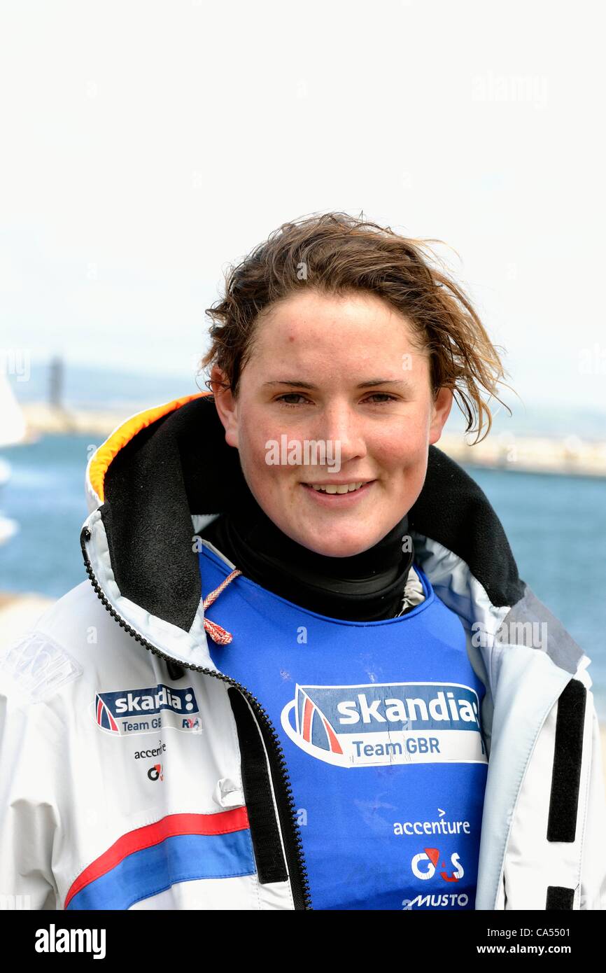 Weymouth, UK, 9th June 2012. GBR Olympic team sailor Alison Young after ...