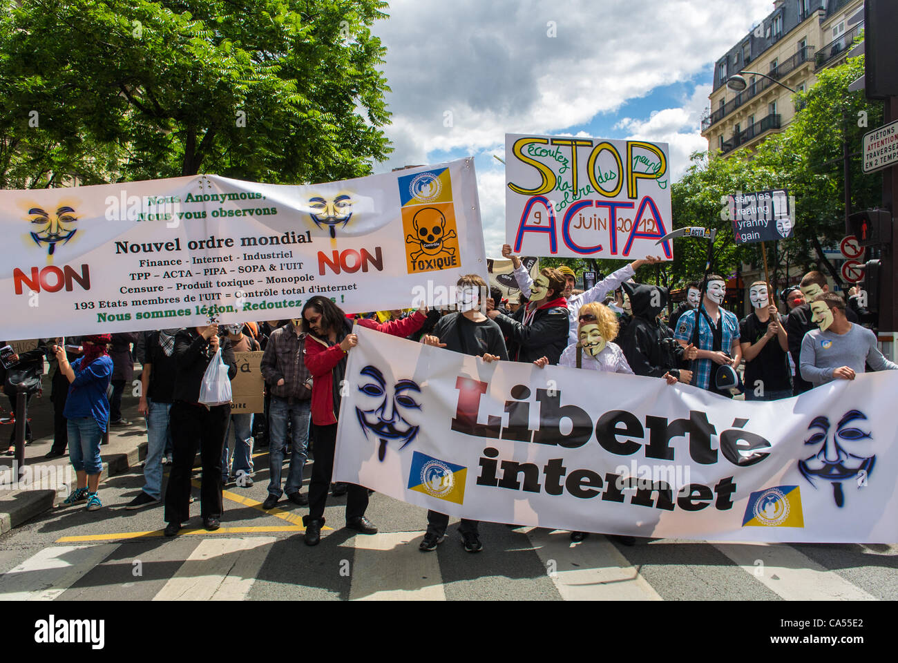 Activists from an Anti- ACTA Internet Accords Law, who oppose the ...