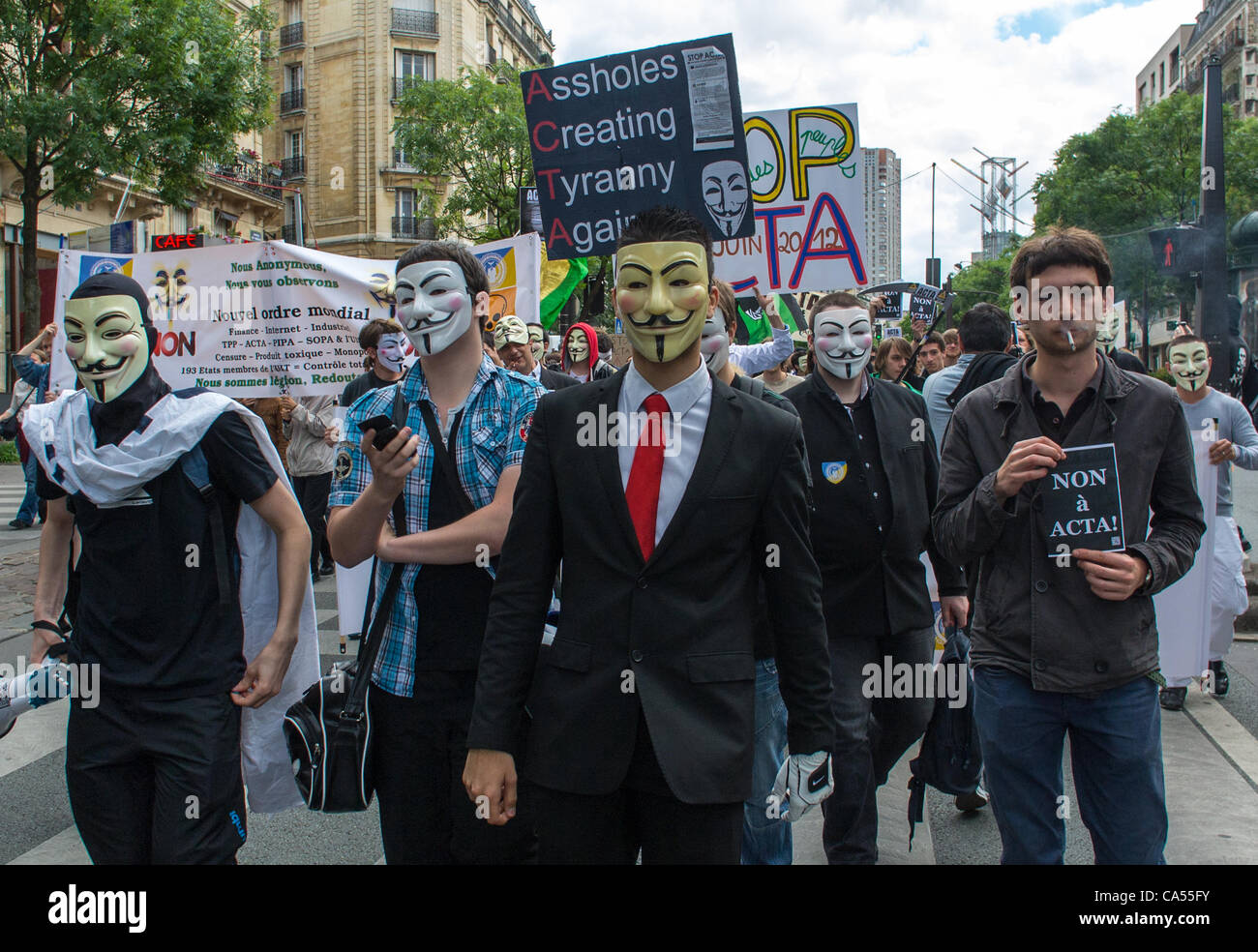 Activists from an Anti- ACTA Internet Accords Law, who oppose the ...