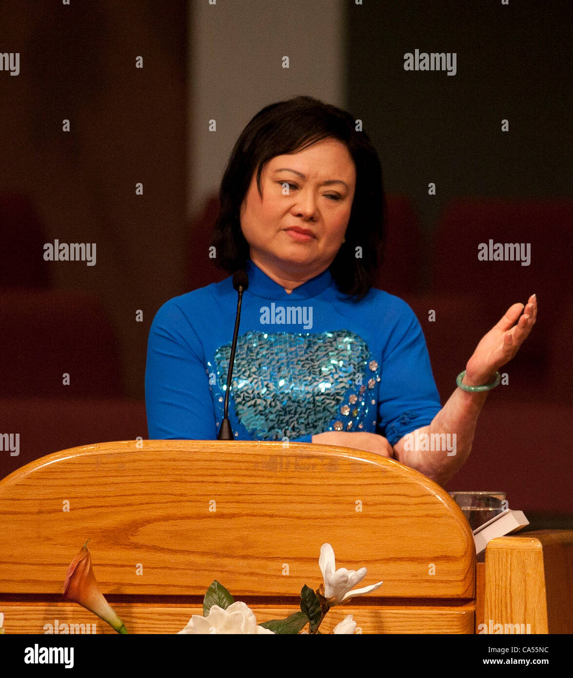 Kim Phuc, speaks at Liberty Baptist Church in Newport Beach, Calif ...