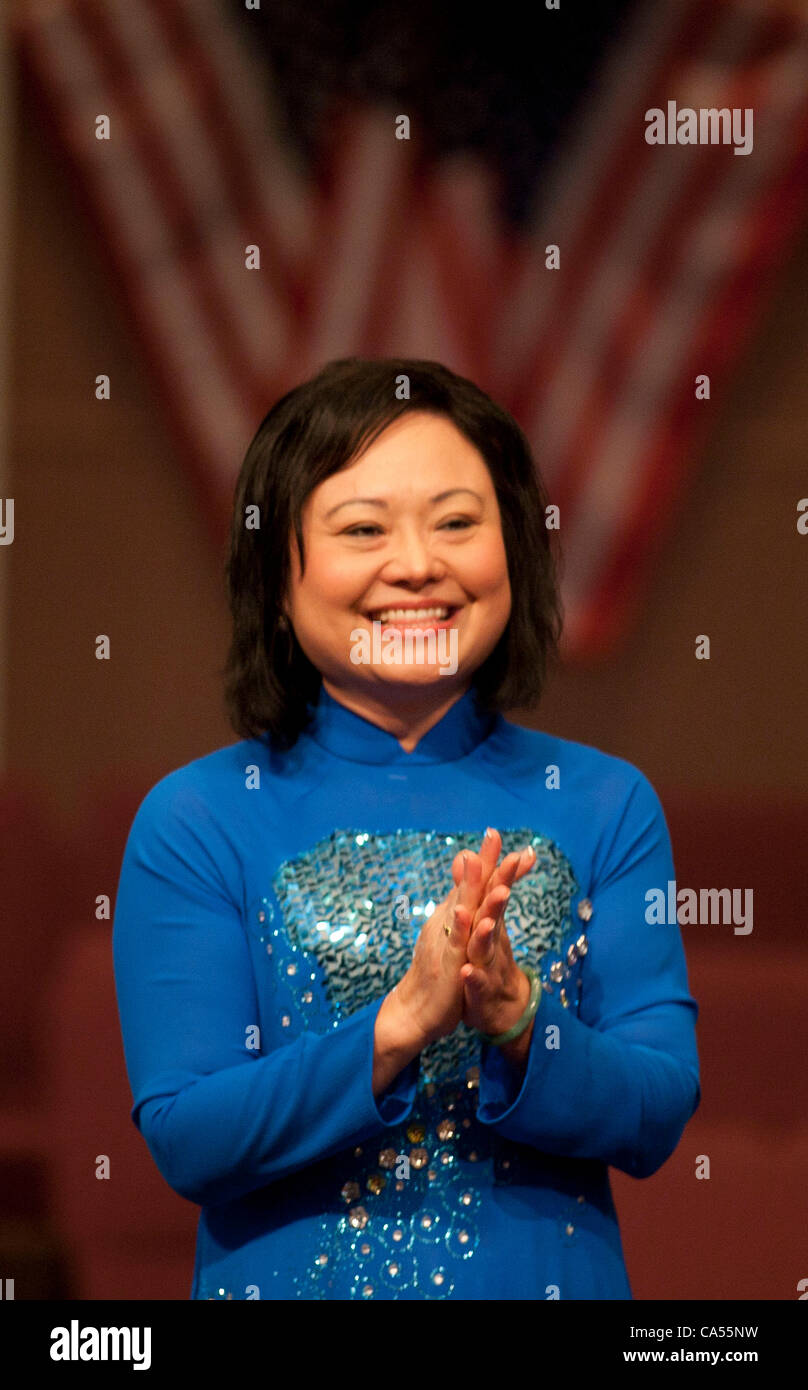 Kim Phuc, speaks at Liberty Baptist Church in Newport Beach, Calif ...