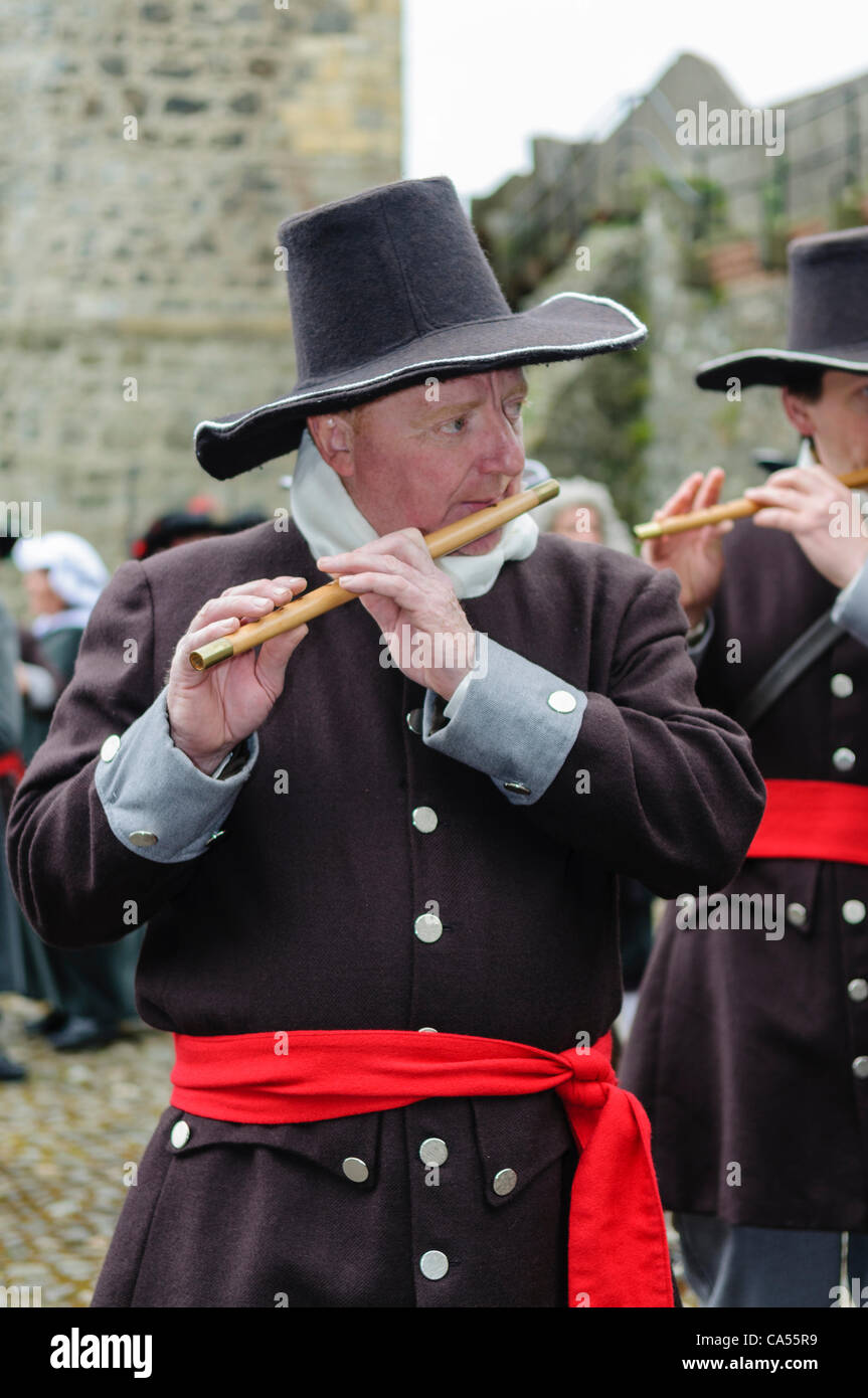 Northern Ireland, Carrickfergus, 09/06/2012. Flute players at the re ...