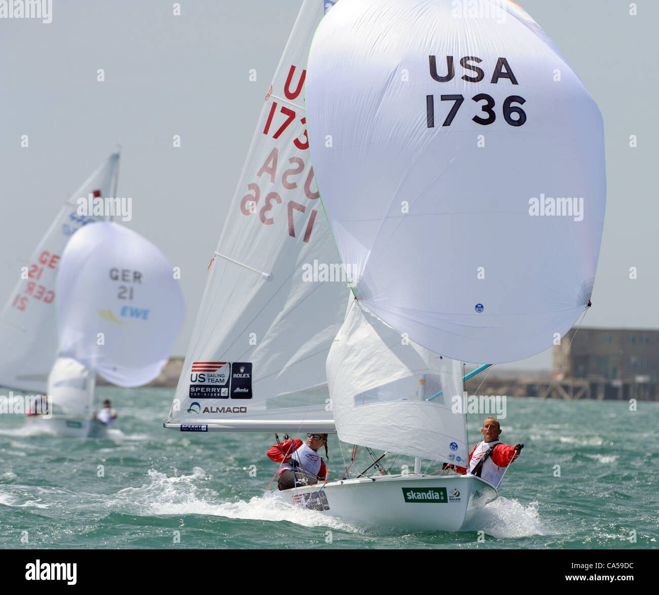 Sail for Gold medal races at Portland in Dorset, U.K. Womens 470 Amanda ...
