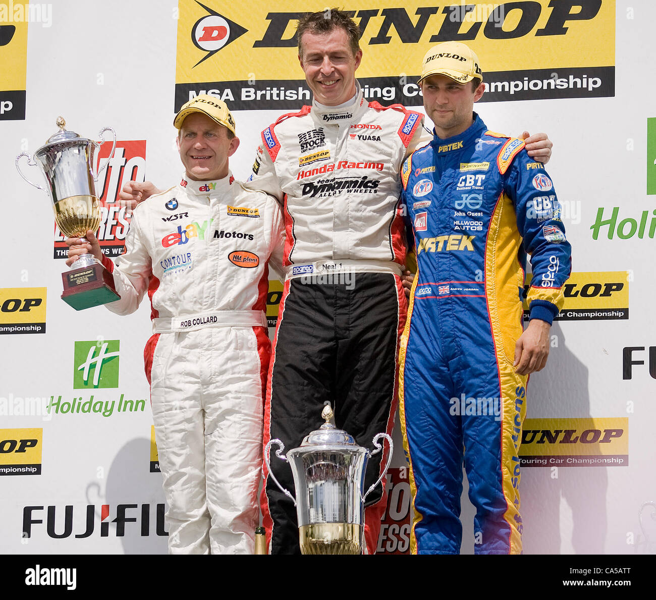 10.06.2012, Oulton Park, race 1 winner Matt Neal on the podium with ...