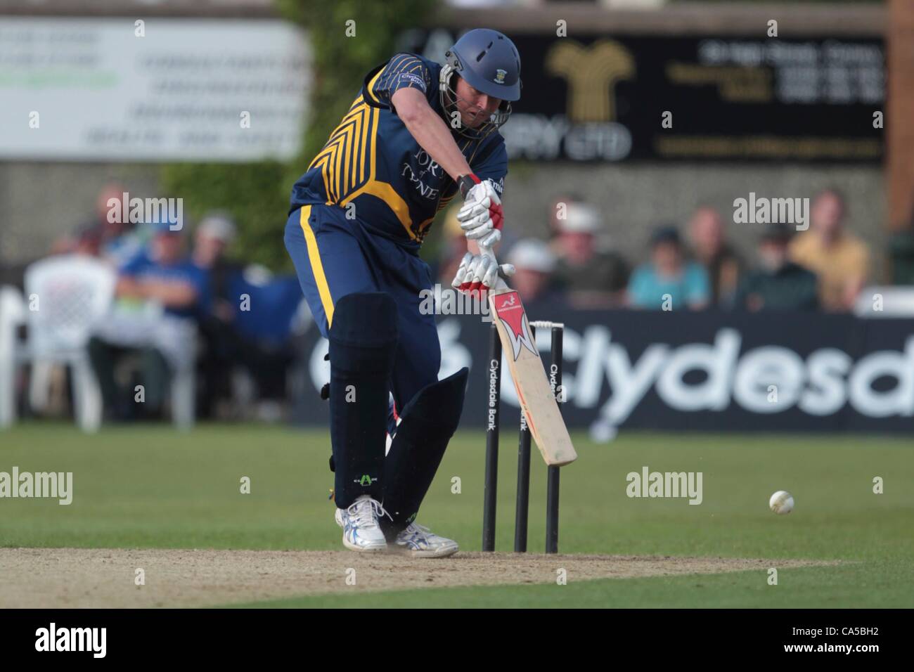 10.06.2012 Colwyn Bay Wales. Mitchell Claydon in action during the ...