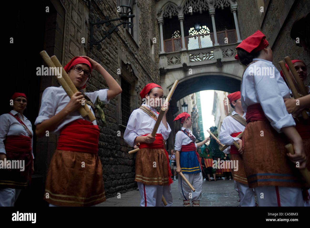 Traditional stick dancers. The procession of Corpus Christi is ...