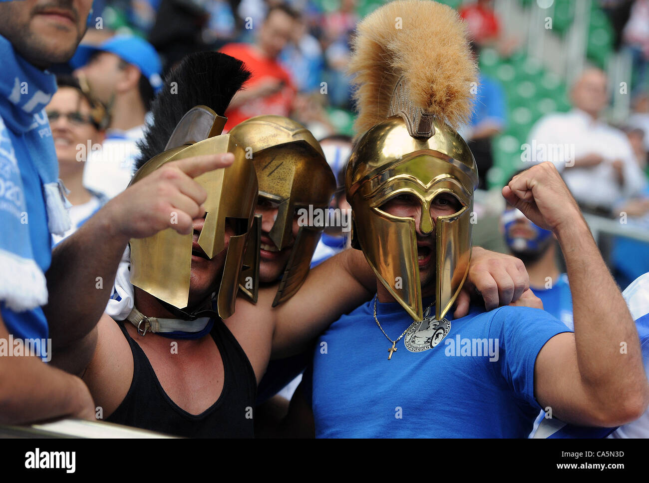 Greek fans in Wroclaw, Poland. They came to Wroclaw to see the ...