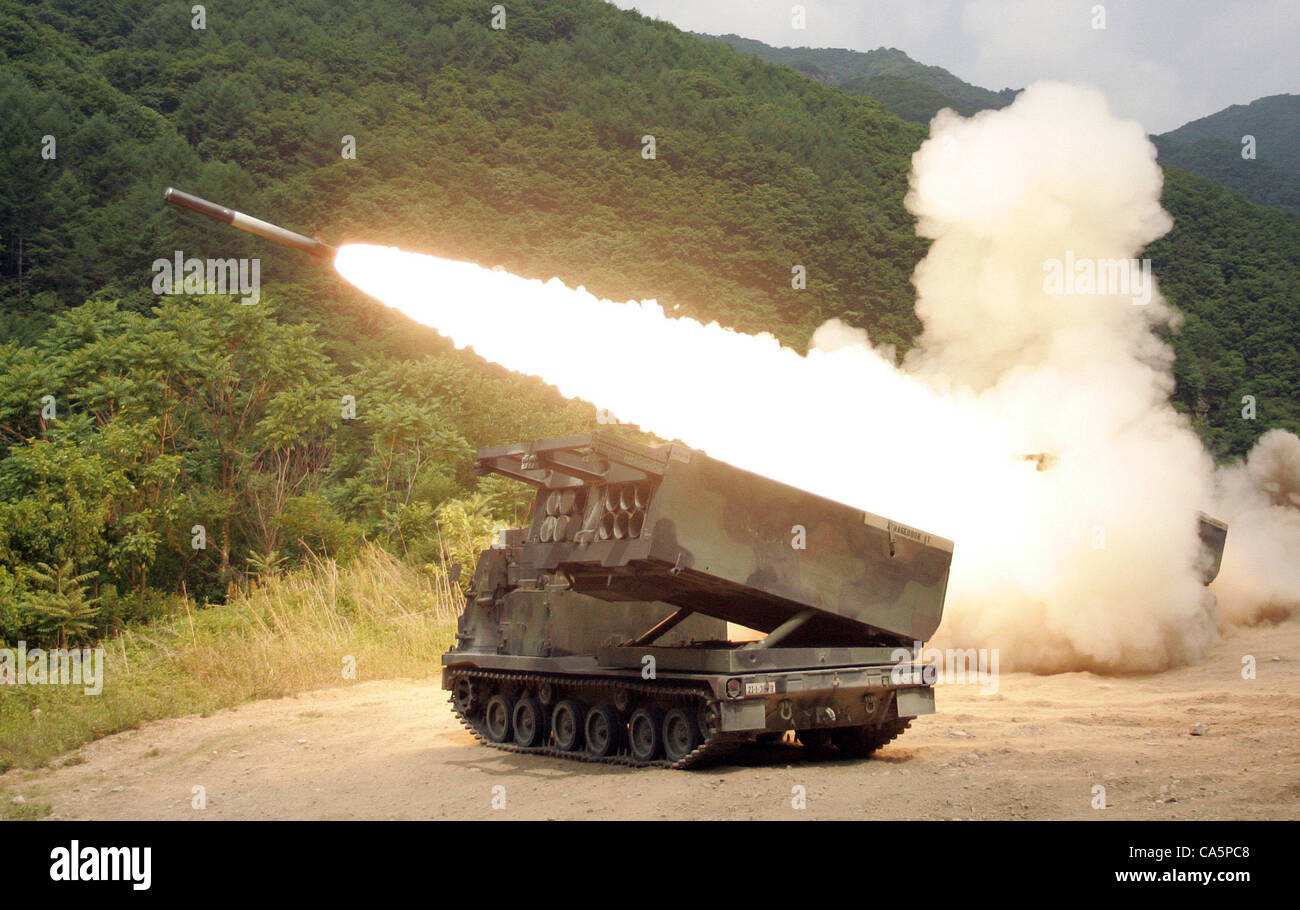 June 12, 2012-Cholwon, South korea- M270A1 multiple launch rocket ...