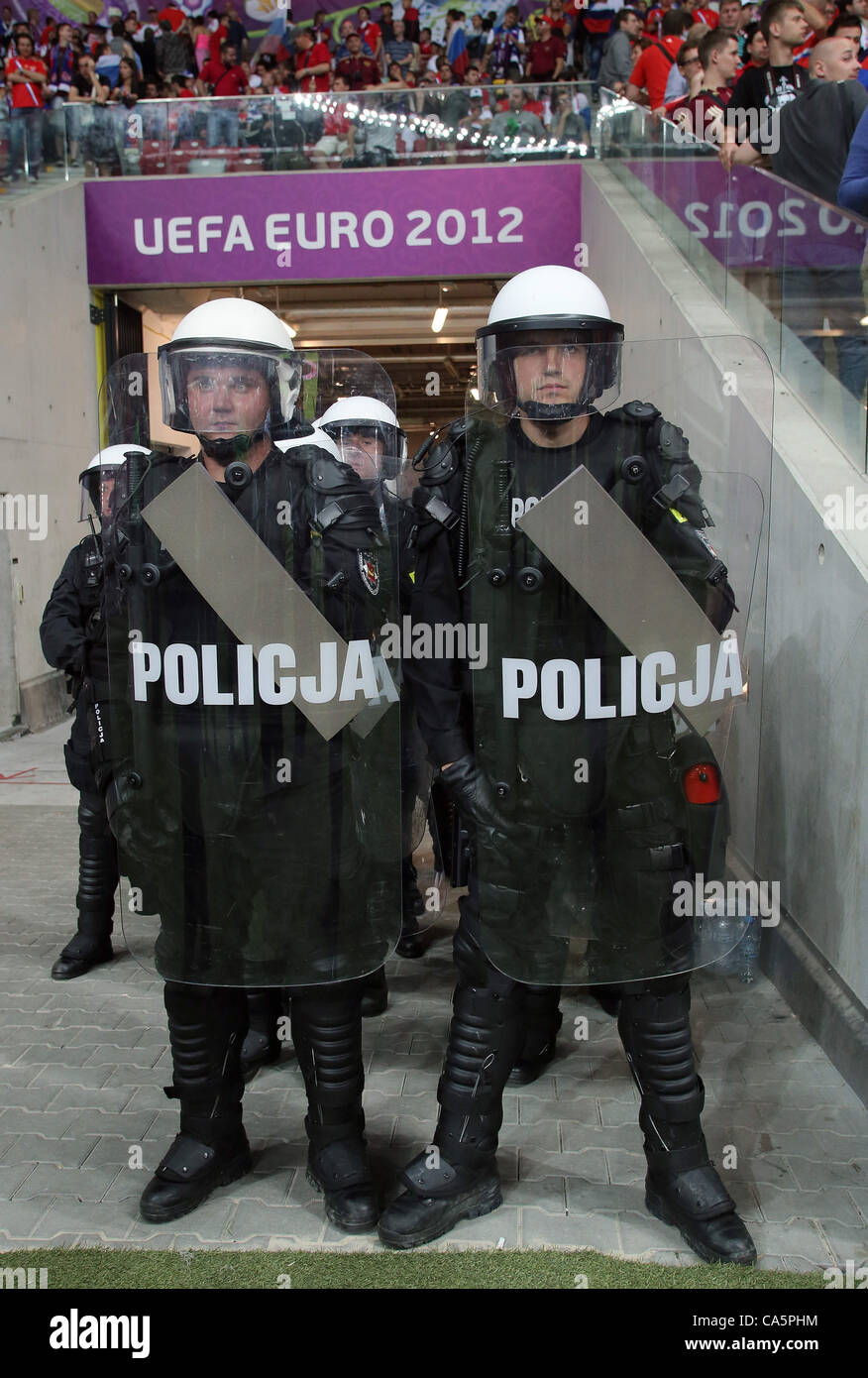 RIOT POLICE POLAND V RUSSIA NATIONAL STADIUM WARSAW POLAND 12 June 2012 ...
