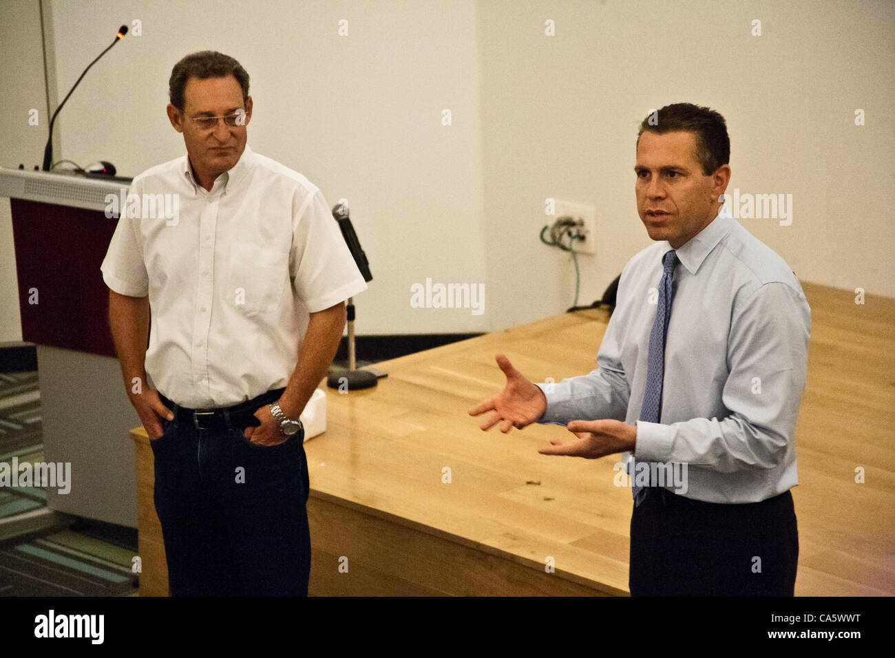 Yuval Sela (L), Chief Engineer Dan Region Wastewater Treatment Plant ...