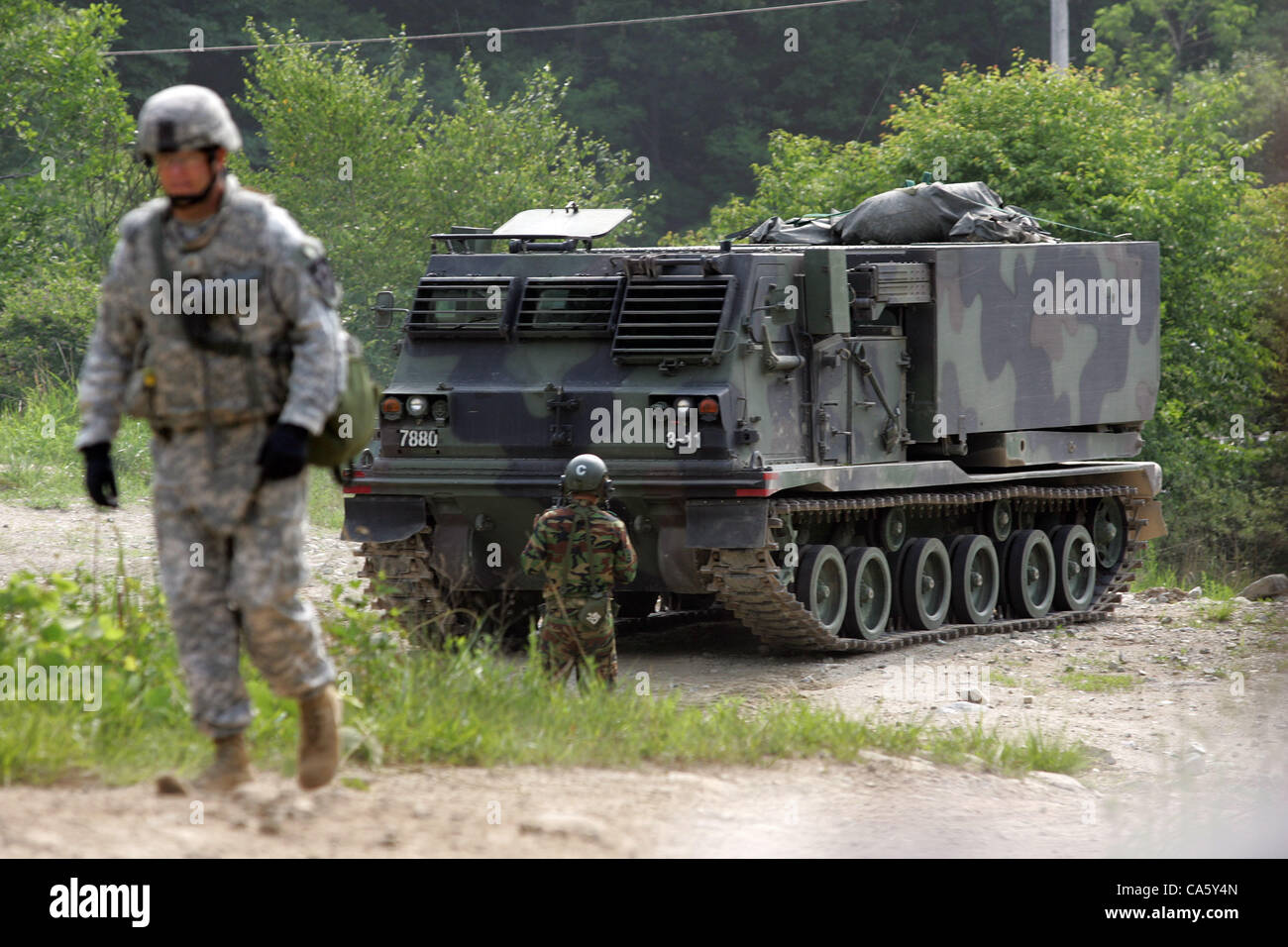 June 12, 2012-Cholwon, South korea- M270A1 multiple launch rocket ...