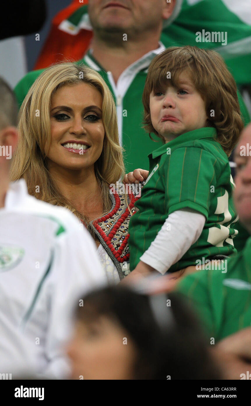ROBBIE KEANE'S WIFE & SON SPAIN V IRELAND ARENA GDANSK GDANSK POLAND 14 ...
