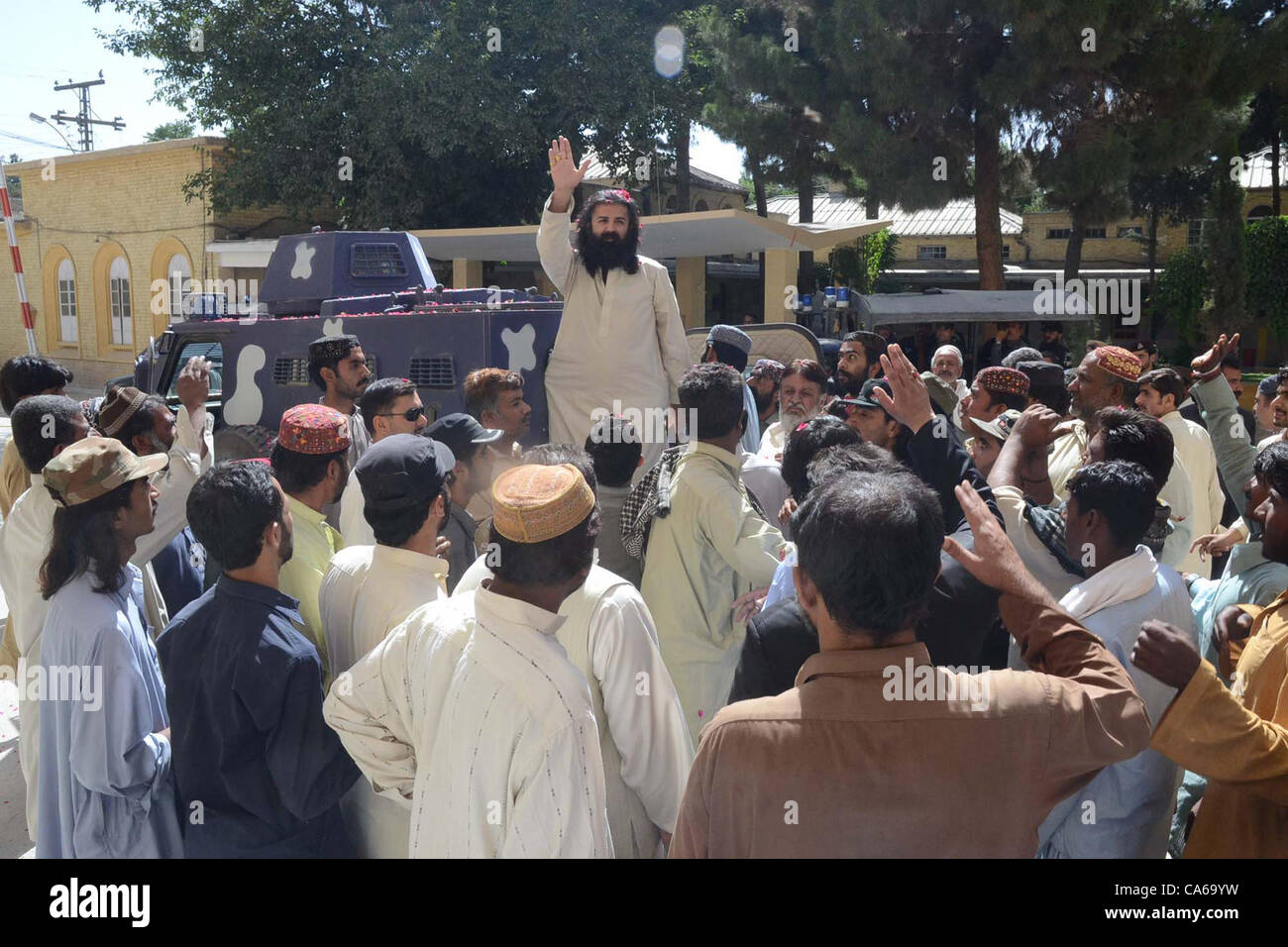 President Jamhoori Watan Party Baluchistan Shahzain Bugti waving to the ...