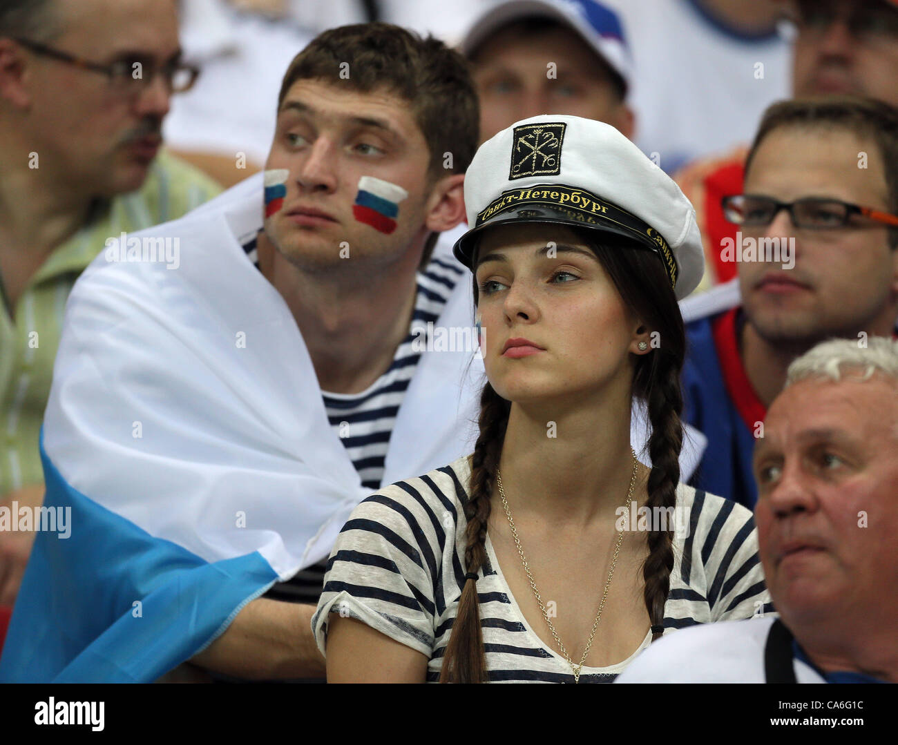 DEJECTED RUSSIAN FANS RUSSIA V GREECE NATIONAL STADIUM WARSAW POLAND 16 ...