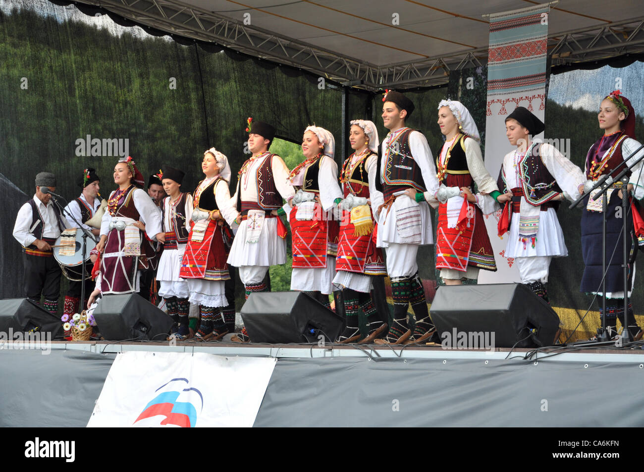 "Kitka" folklore ensemble (Republic of Macedonia) perform on stage ...