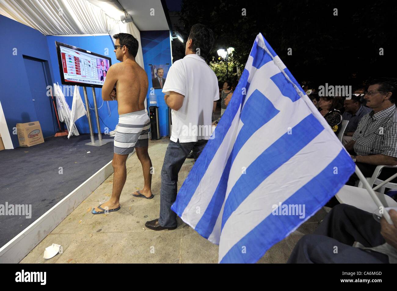 17 June 2012 Athens Greece - Elections in Greece - New Democracy party ...