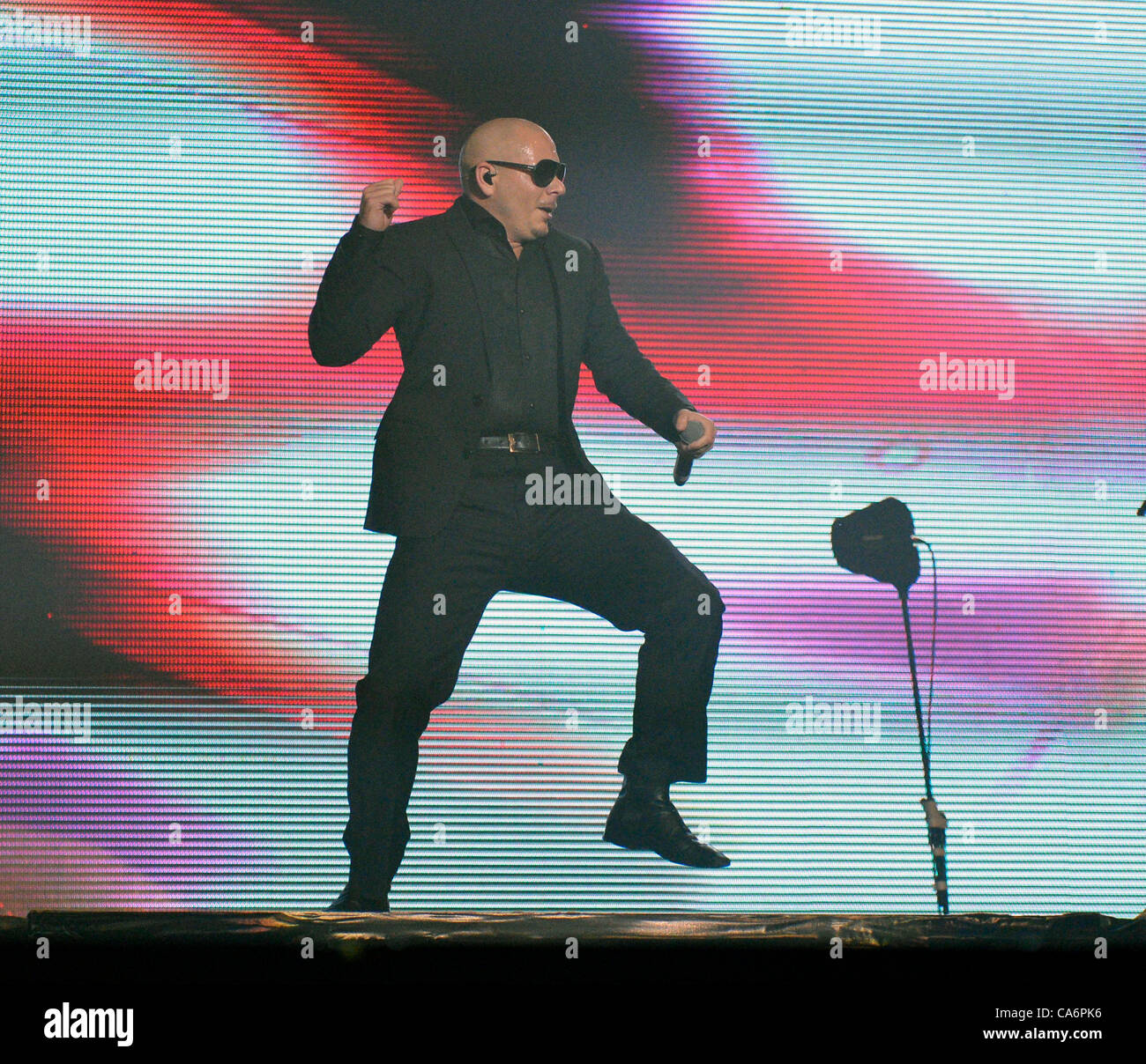 Cuban-American rapper Pitbull (Armando Perez) performs at the concert ...