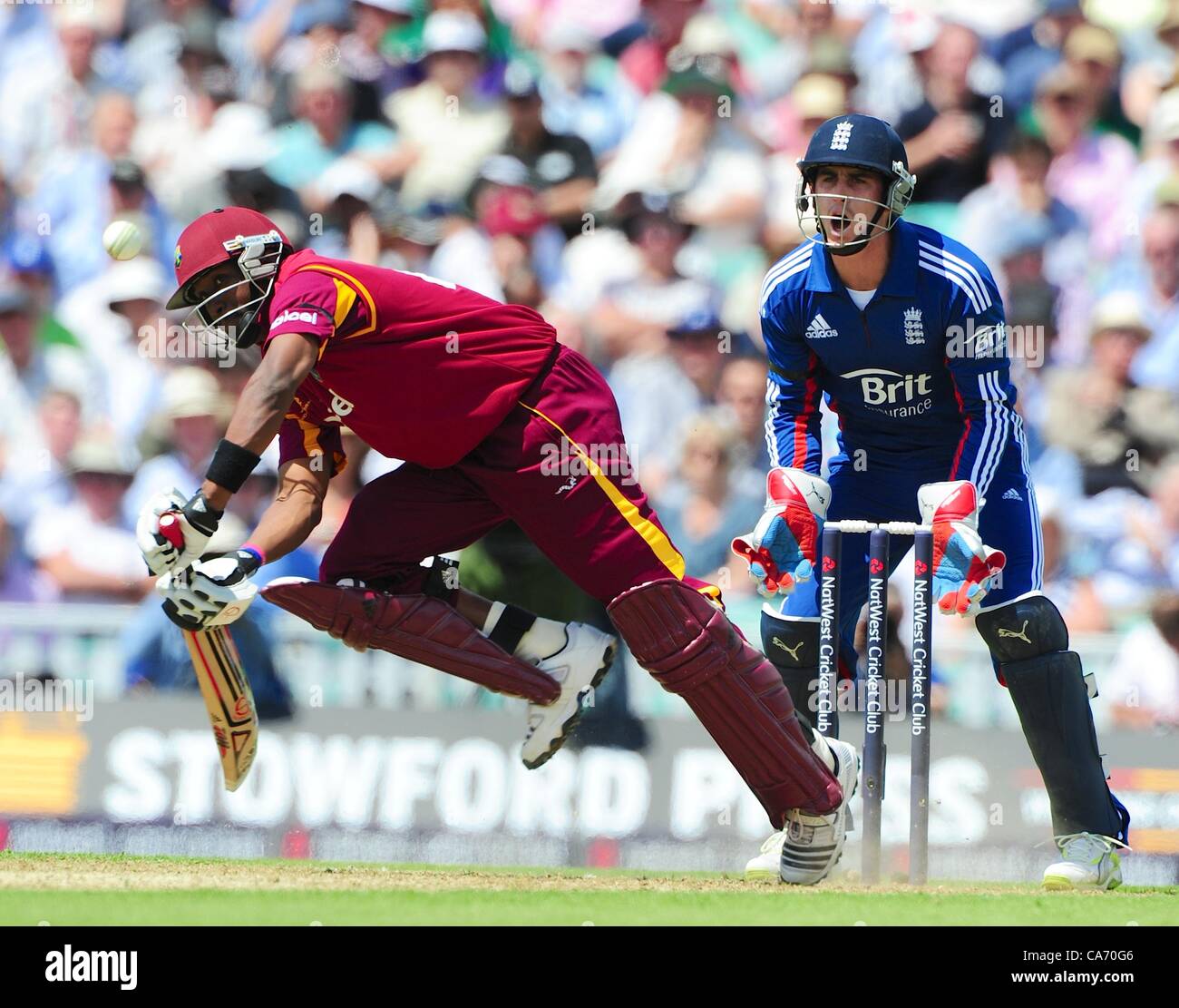 19.06.2012 London, England. Kieron Pollard in action during the Second ...