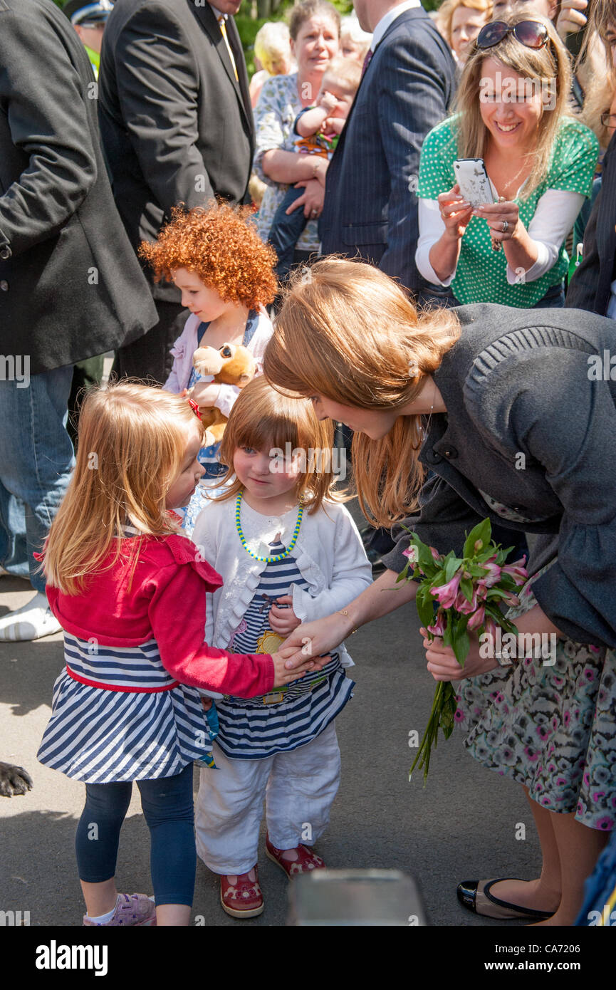 Smiling, happy Princess Beatrice (member of royal family) is holding a ...