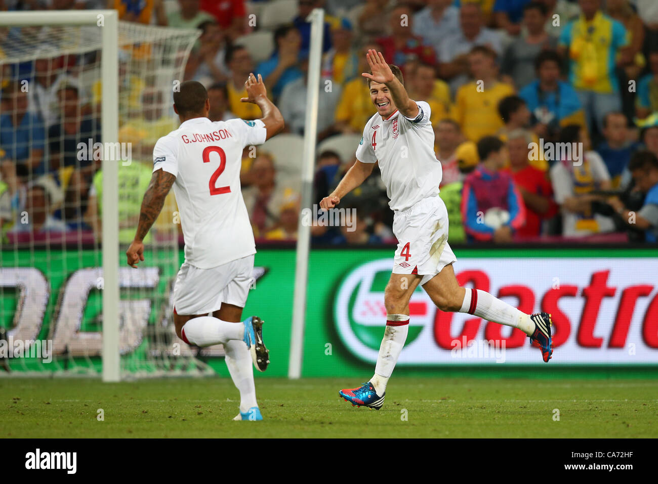 STEVEN GERRARD & GLEN JOHNSON ENGLAND V UKRAINE EURO 2012 DONBASS ARENA ...