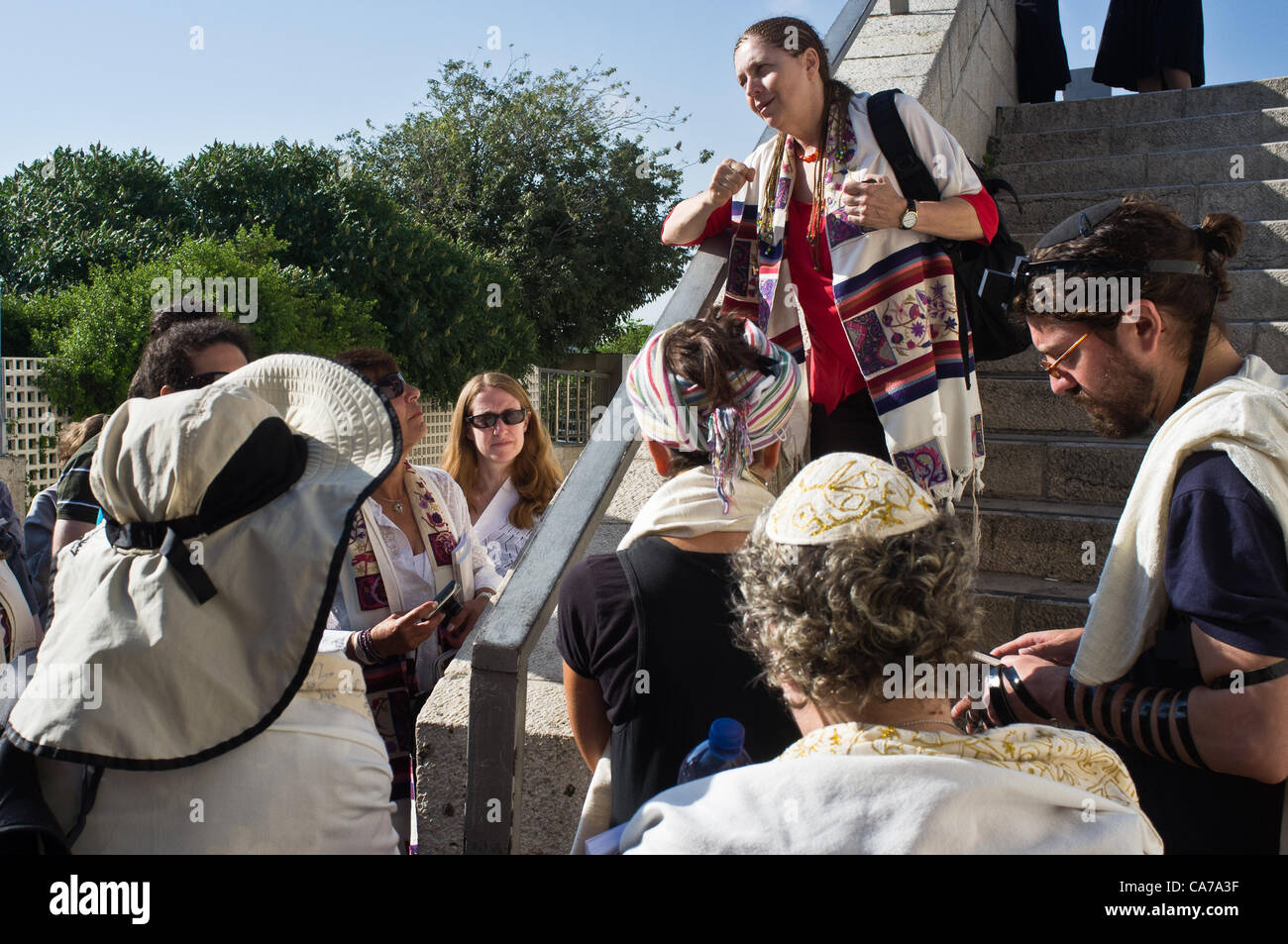 Chairwoman Anat Hoffman (top-center) briefs members of Women of the ...