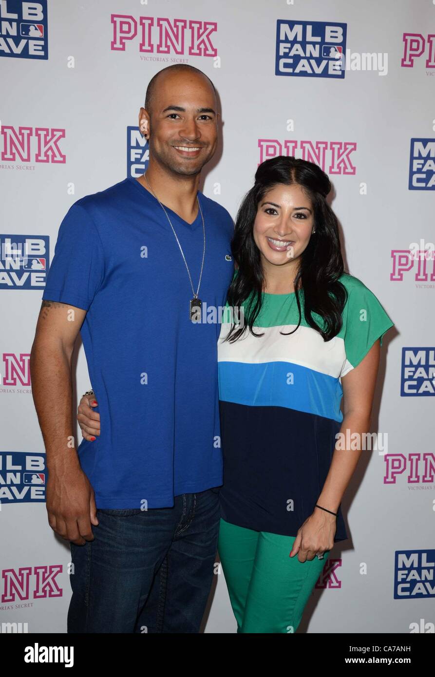 Corey Wade, Mikaela Wade in attendance for Victoria's Secret PINK and the New York Yankees ...
