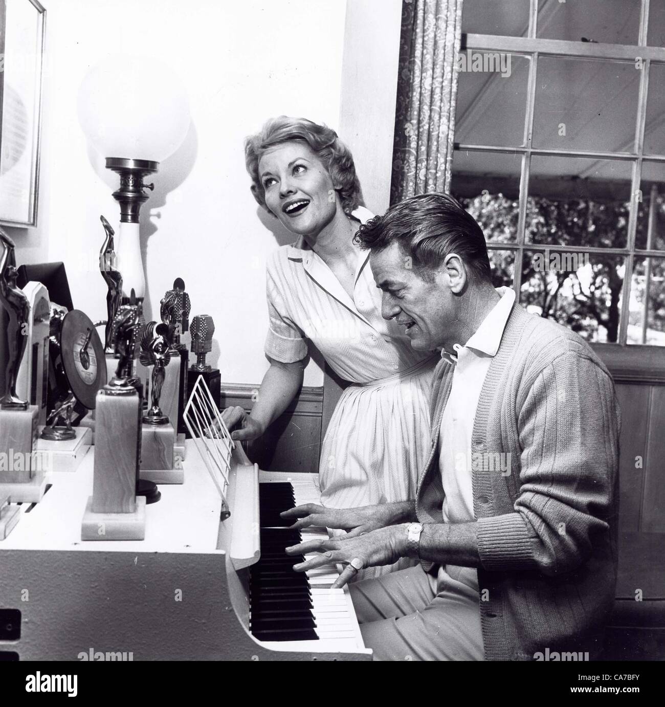 PATTI PAGE with husband Charles O'Curran at home.(Credit Image: Â ...