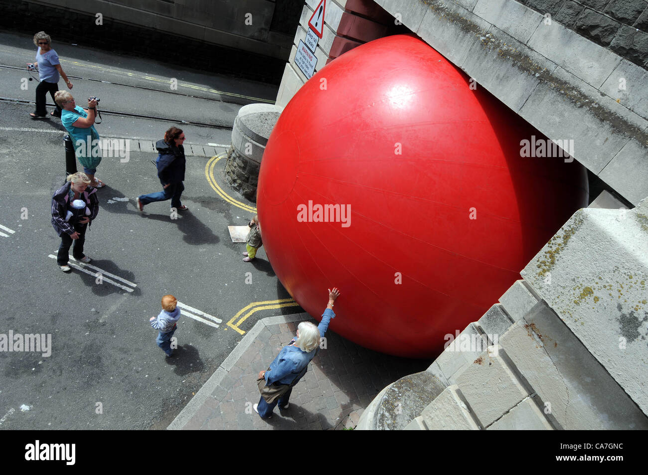 Kurt Perschke's giant RedBall project on show in Weymouth, Dorset, UK ...