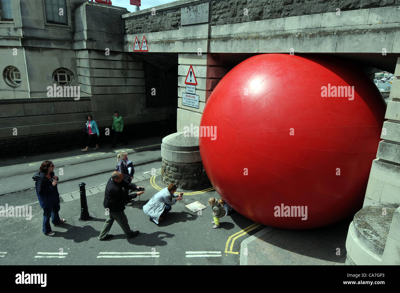 Kurt Perschke's giant RedBall project on show in Weymouth, Dorset, UK ...