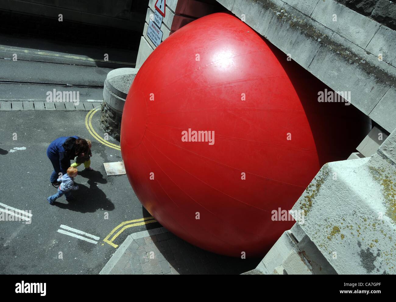 Kurt Perschke's giant RedBall project on show in Weymouth, Dorset, UK ...