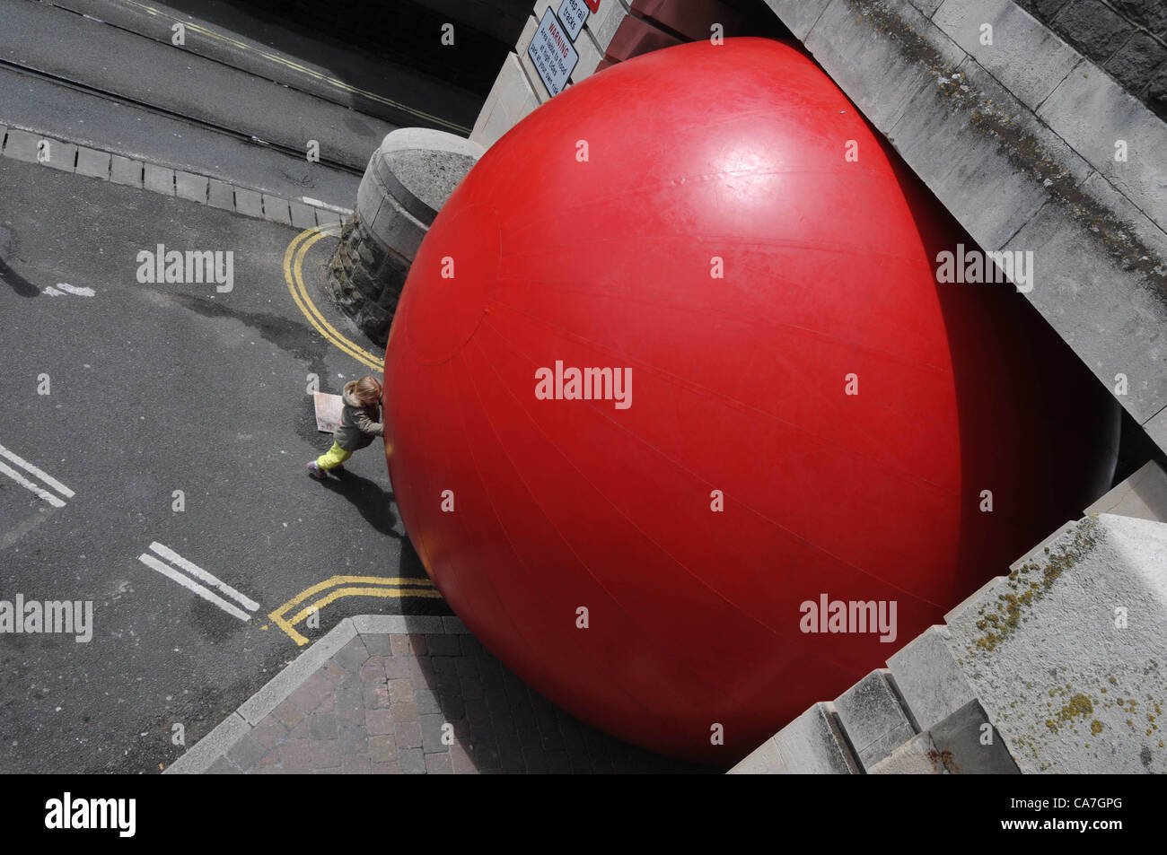 Kurt Perschke's giant RedBall project on show in Weymouth, Dorset, UK ...