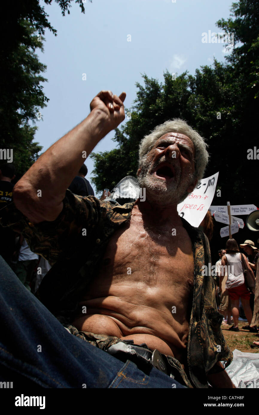 A homeless person shouting anti government slogans during Cost of ...