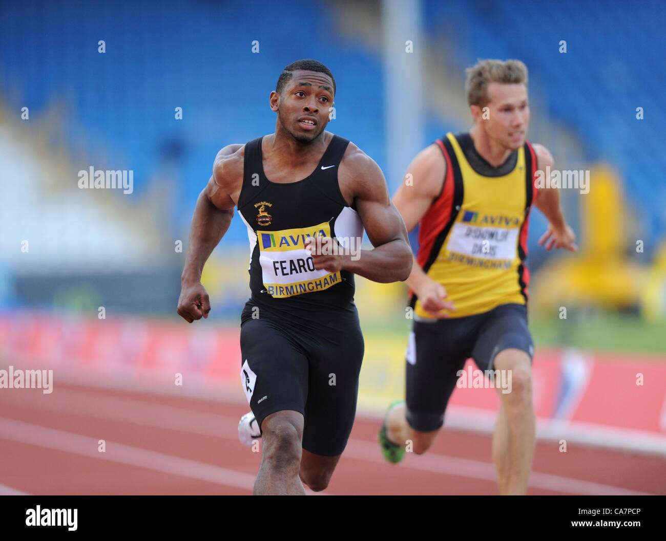 22.06.2012 Birmingham, ENGLAND: 100m Heat Joel Fearon in action during ...
