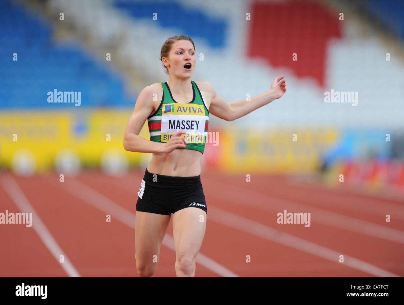 22.06.2012 Birmingham, ENGLAND : Womens 400m Kelly Massey in action ...