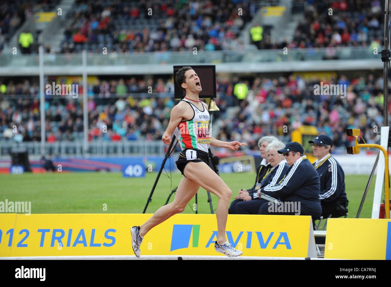 23.06.2012 Birmingham ENGLAND Luke Gunn wins the 3000m steeple chase at ...