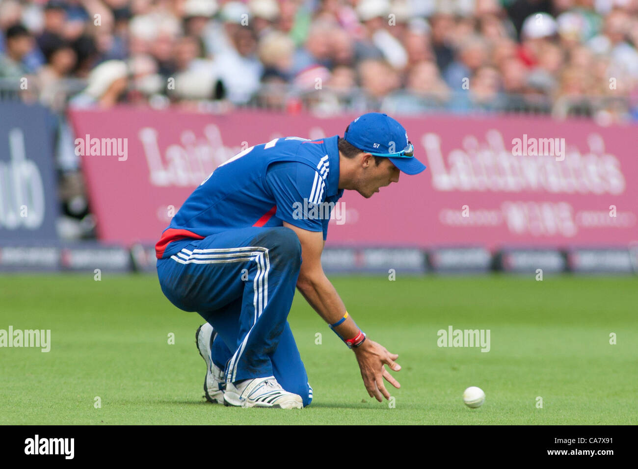 24/06/2012 Nottingham England. England's Steven Finn, fielding during ...