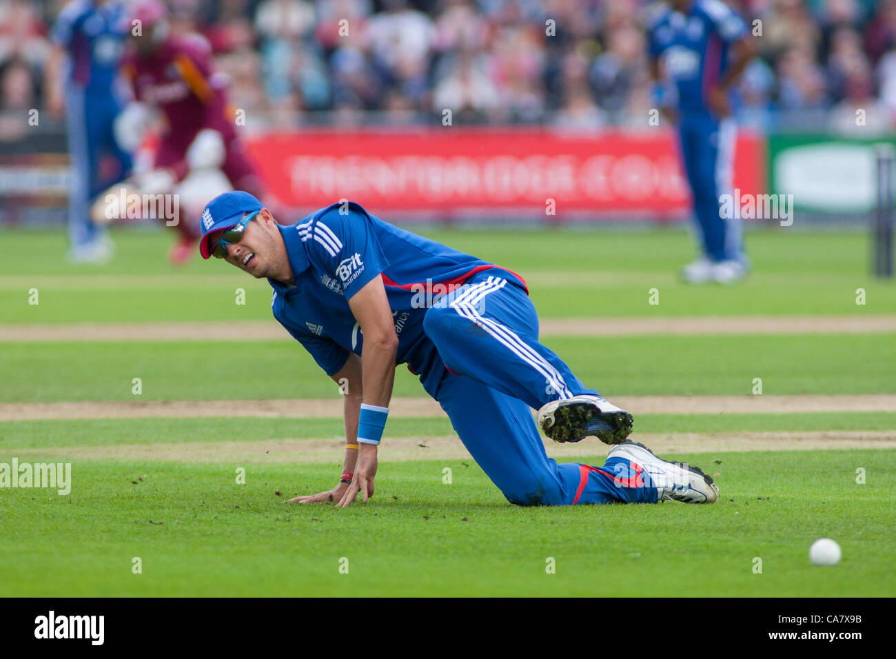 24/06/2012 Nottingham England. England's Steven Finn, fielding during ...